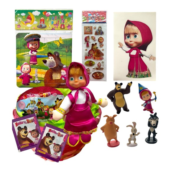 Handmade | Toys | Plush Masha And The Bear Gift Basket Filler Set Doll ...